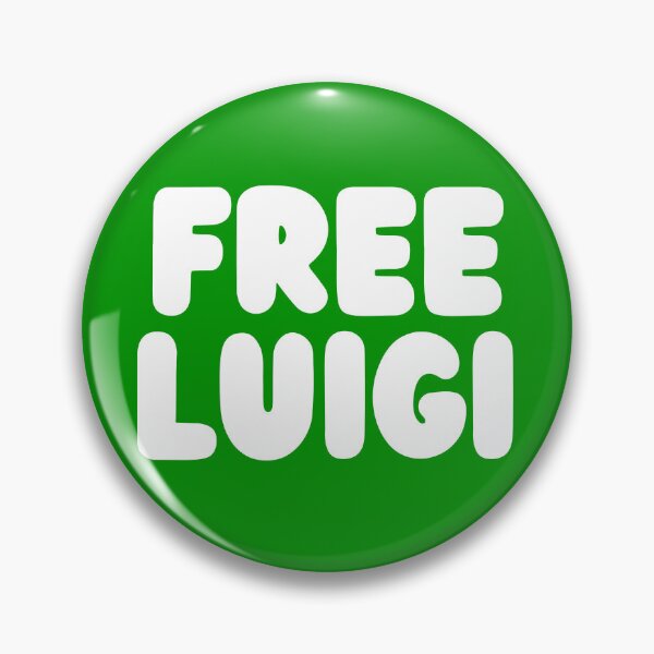 "Free Luigi: Luigi Mangione White" Pin for Sale by ApediPT | Redbubble