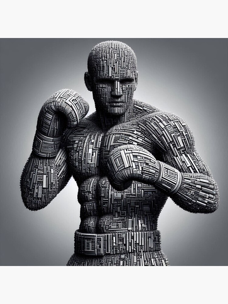 "Cyborg Boxer: Intricate Patterns of Power" Sticker by Elabbeir | Redbubble