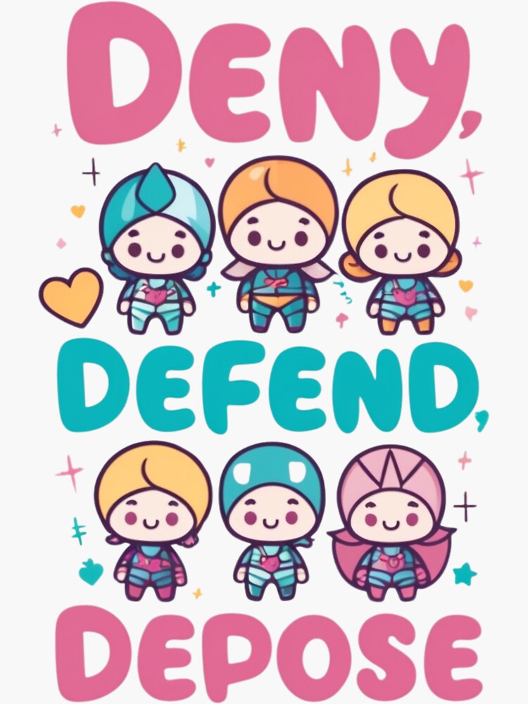 "Deny, Defend, Depose - Cute Chibi Style Design" Sticker for Sale by ...