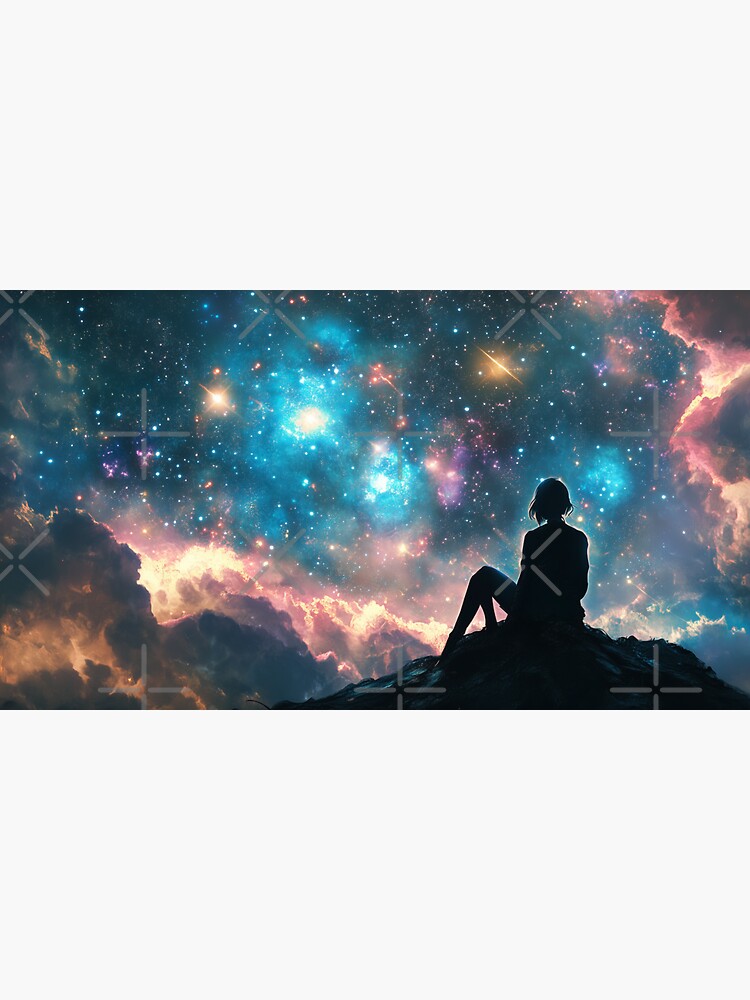 "Stargazer's Dream: Reflecting Under Cosmic Skies" Sticker for Sale by ...