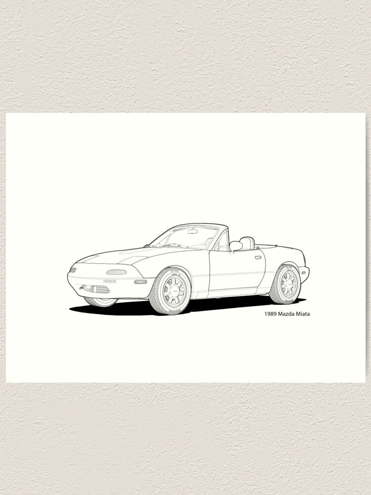 "Mazda MX-5 Miata MK1 Line Illustration" Art Print for Sale by ...