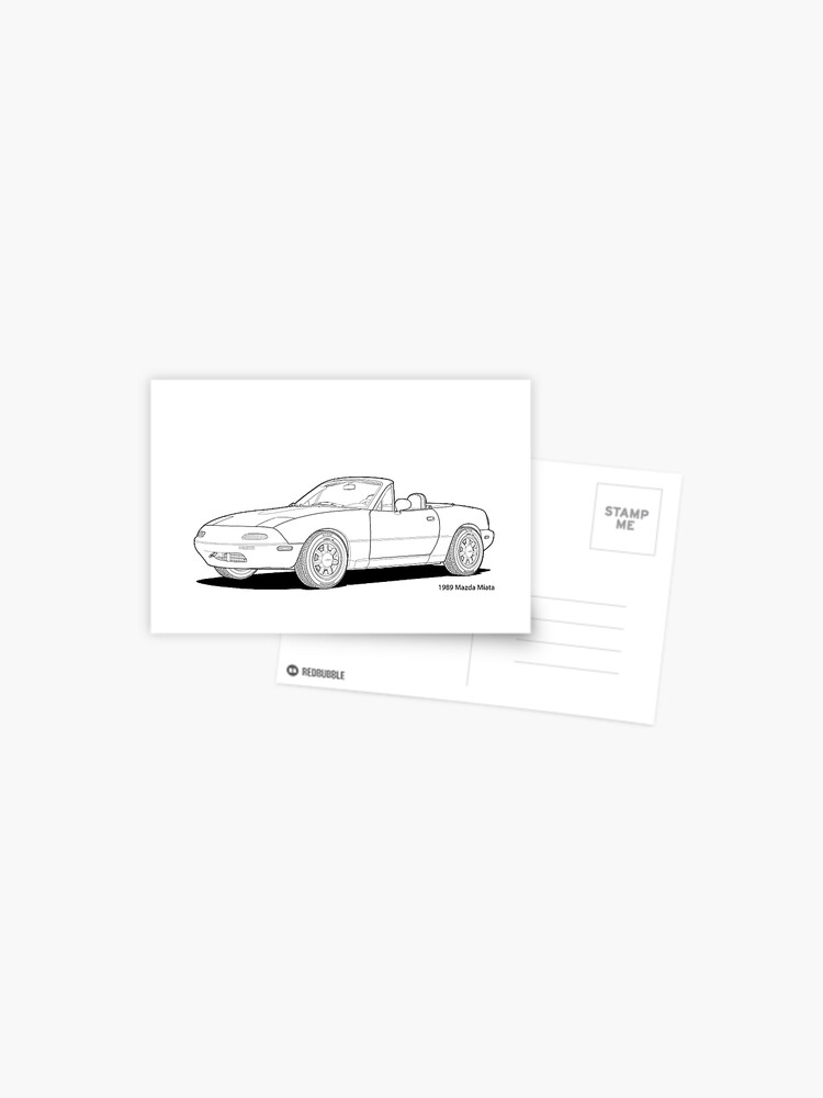 "Mazda MX-5 Miata MK1 Line Illustration" Postcard for Sale by ...
