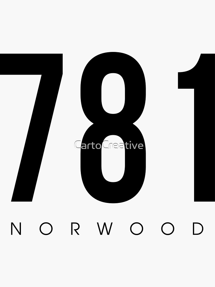 "Norwood, MA - 781 Area Code design" Sticker by CartoCreative | Redbubble