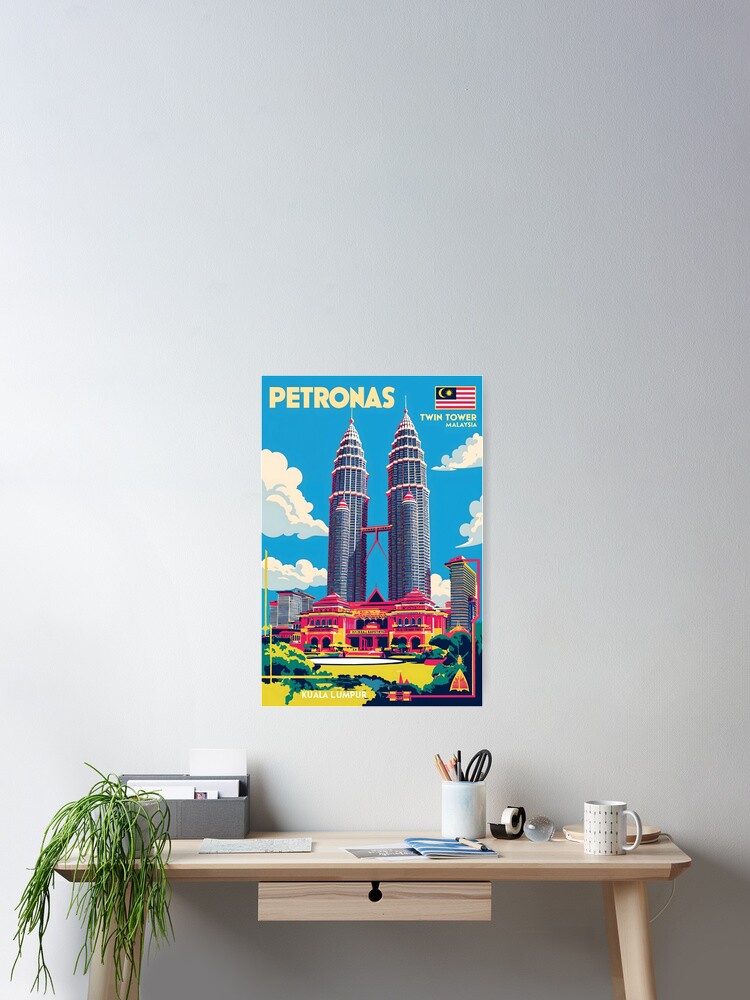 "Petronas Twin Towers Malaysia Vintage Travel Tourism" Poster for Sale ...