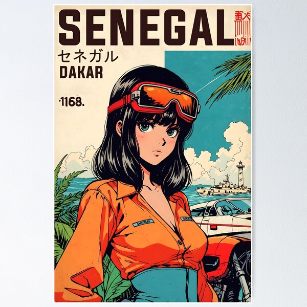 "Dakar Senegal Retro Anime Girl 80s Vintage Travel" Poster for Sale by ...