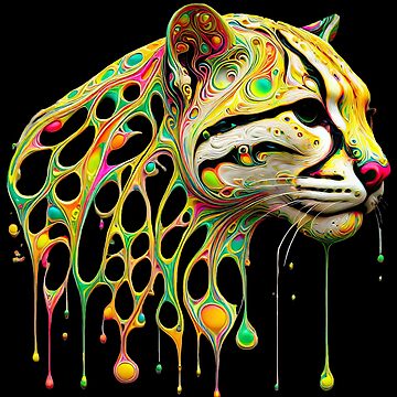 "Neon Dripping Ocelot – Psychedelic Animal Art" Sticker for Sale by ...