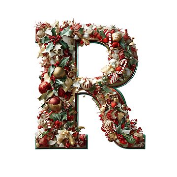 "Christmas Printable Letter R Festive Digital Artwork" Sticker for Sale ...