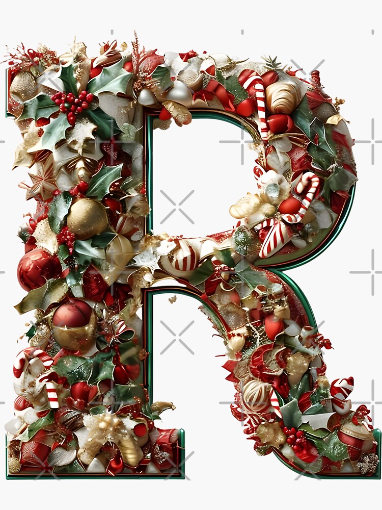 "Christmas Printable Letter R Festive Digital Artwork" Sticker for Sale ...