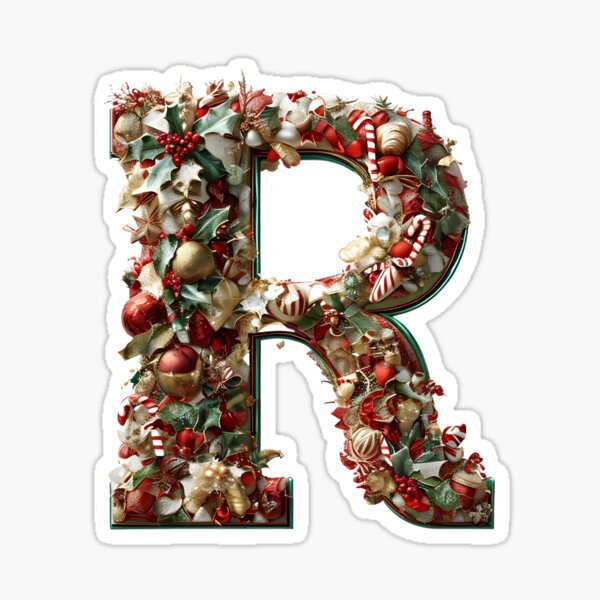 "Christmas Printable Letter R Festive Digital Artwork" Sticker for Sale ...