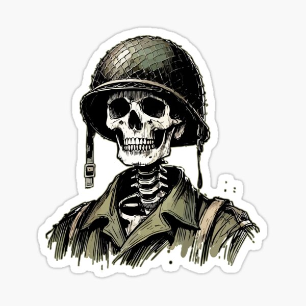 "Skeleton Skull Soldier World War Sketchy " Sticker for Sale by ...