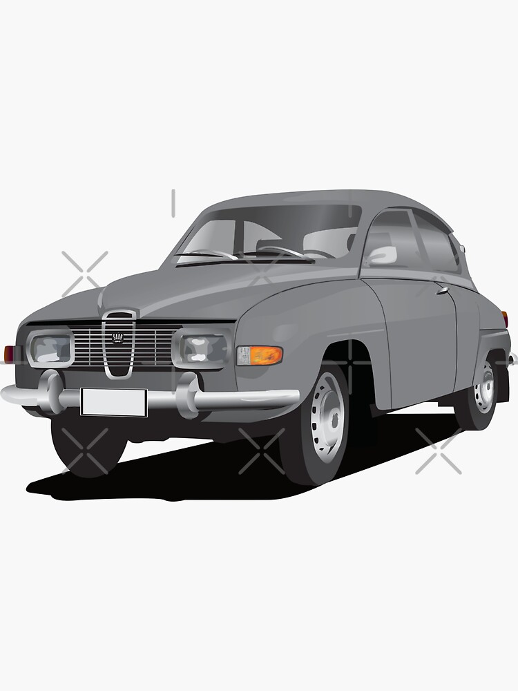 "SAAB 96 illustration gray" Sticker for Sale by knappidesign | Redbubble