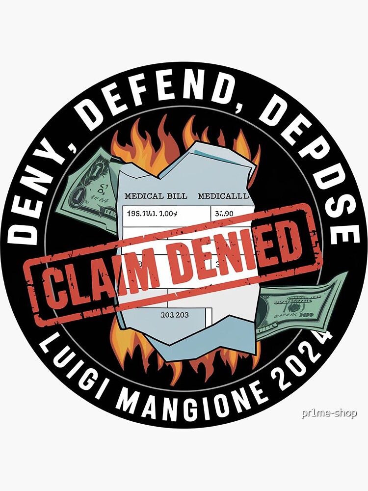"Deny, Defend, Depose // Luigi Mangione" Sticker for Sale by pr1me-shop ...