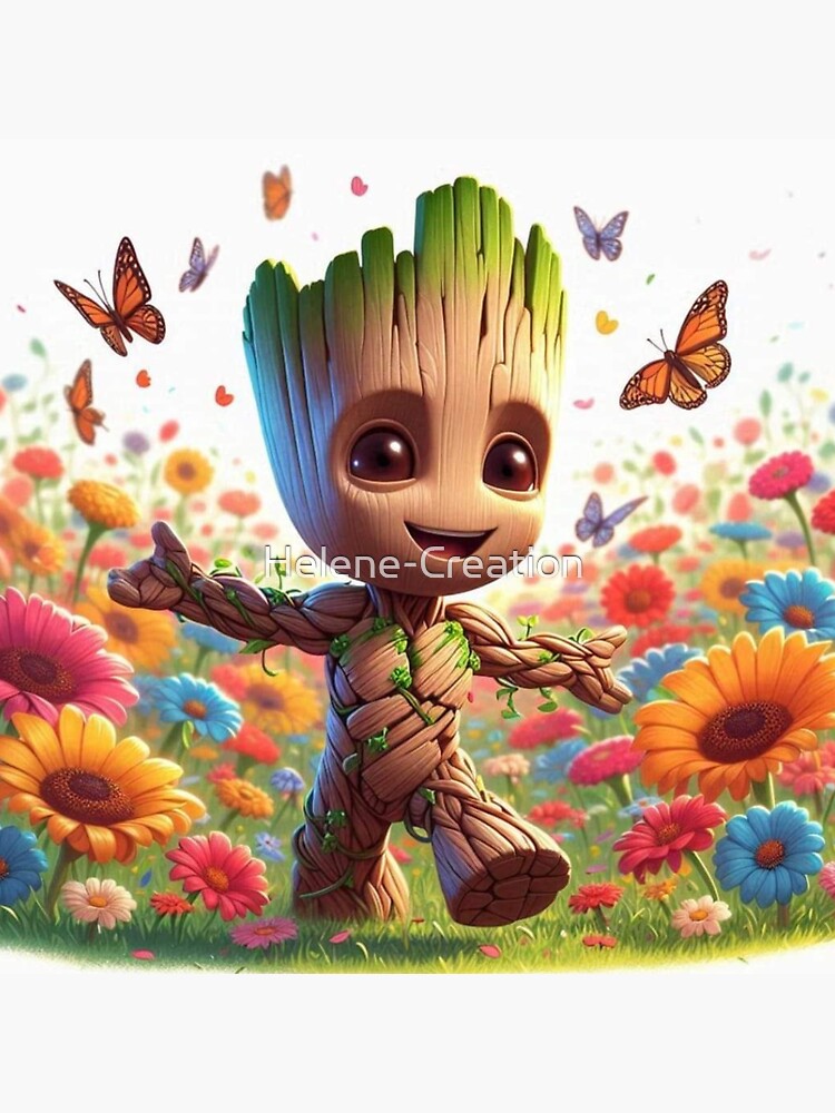 "Baby Groot happy and smiling" Sticker by Helene-Creation | Redbubble