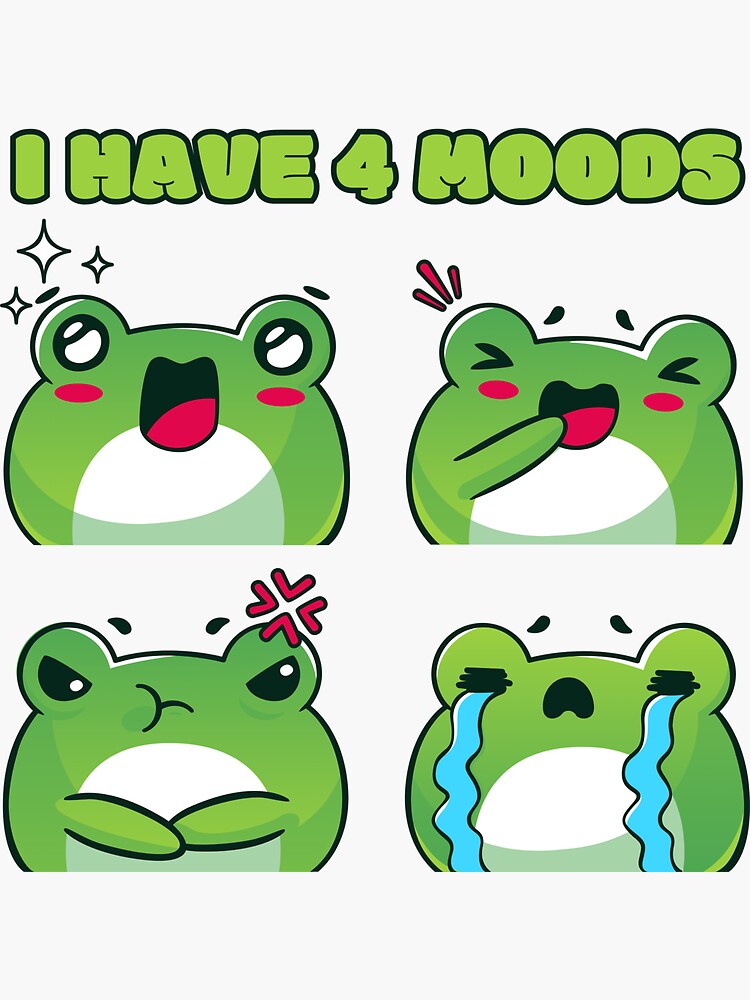 "4 Moods of a Frog - Funny Cartoon Emotions" Sticker for Sale by ...