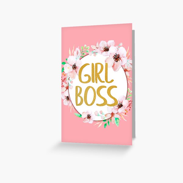 Girl Boss Quote Floral Watercolor Print Office Decor Boss Woman