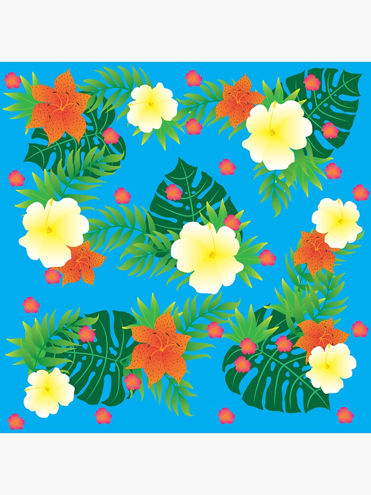 "Tropical flowers" Sticker for Sale by Alex-Na | Redbubble