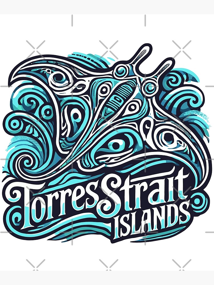 "TORRES STRAIT ISLANDS - Manta Ray - Beach Waves - Blue" Poster for ...