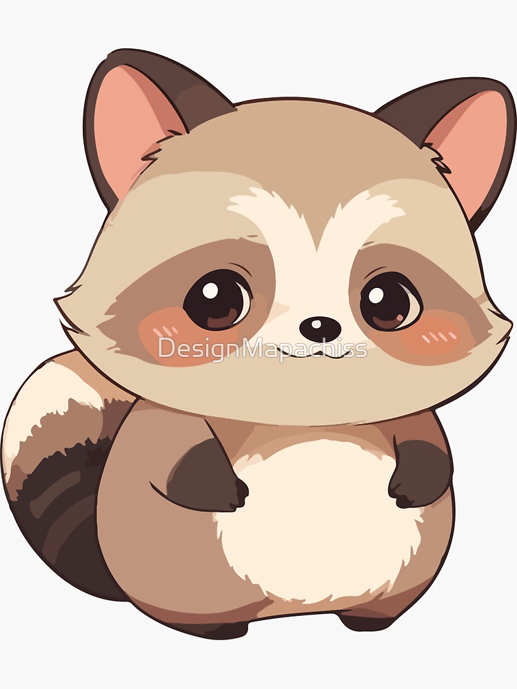 "Kawaii Raccoon with Smiley Face" Sticker by DesignMapachiss | Redbubble