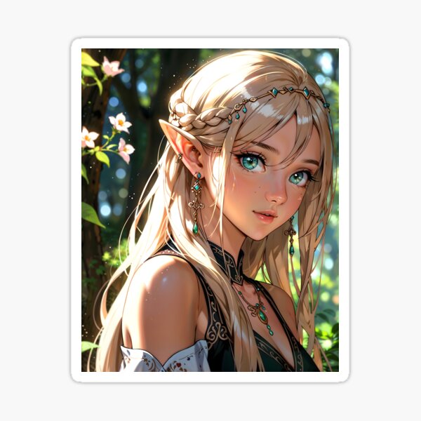 "Forest Elf Princess | Magical Fantasy Anime Art" Sticker for Sale by ...