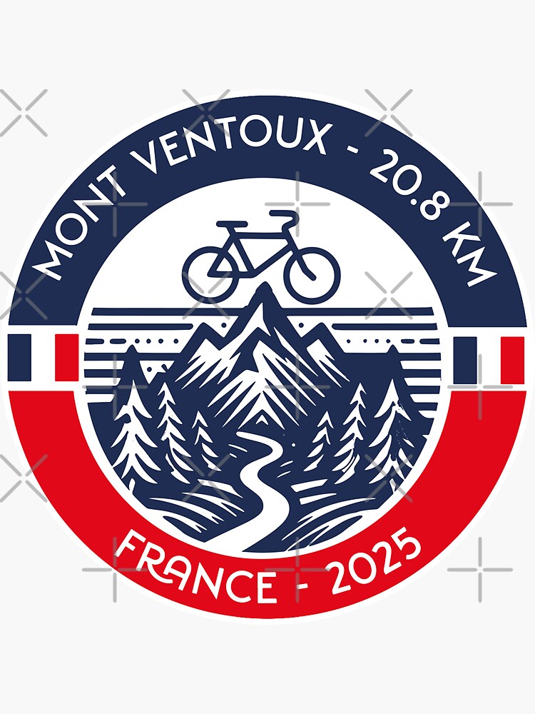 "MONT VENTOUX, FRANCE ,CYCLING 2025, COLORS OF FRANCE FLAG" Sticker for ...