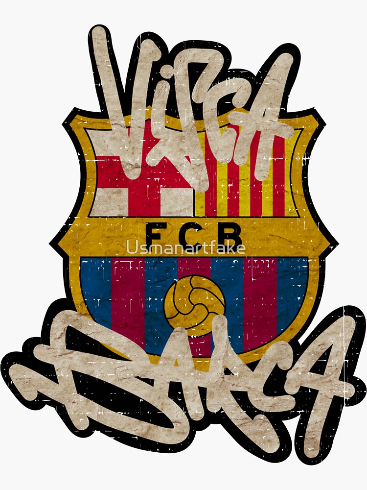"Visca Barca vintage style " Sticker for Sale by Usmanartfake | Redbubble