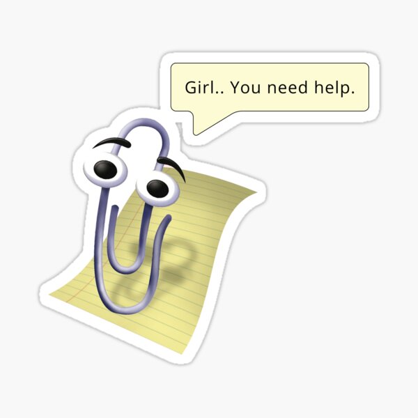 "Vintage Clippy: A 90s Microsoft Classic Retro Girl" Sticker for Sale ...