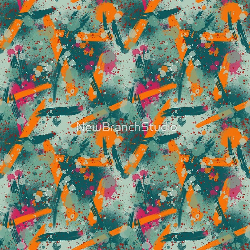 "80’s graffiti paint splatter pattern" by NewBranchStudio | Redbubble