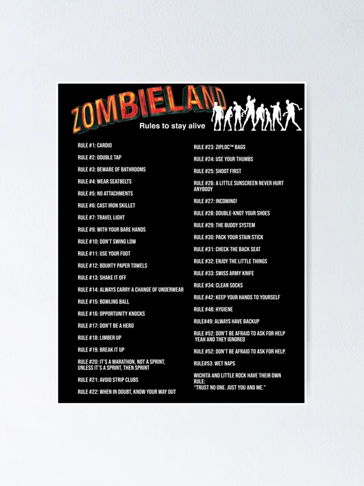 Zombieland Rules Quotes Rule #1 Cardio NeatoShop