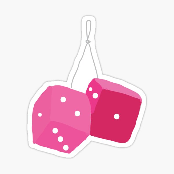 "Pink Fuzzy Dice" Sticker by emrapper | Redbubble