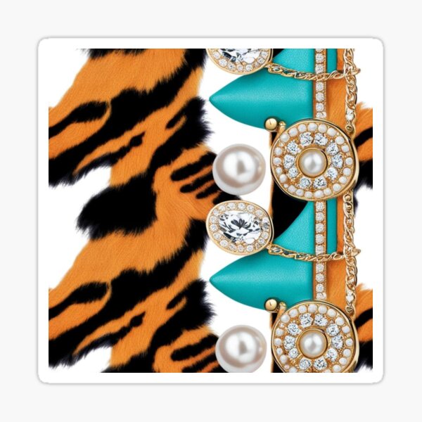 "Exquisite Wild: Tiffany Blue Tiger Print with Gold, Diamonds, and ...