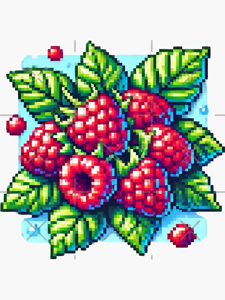 "Pixelated Raspberry, fresh fruit, berry, raspberries, red berries, red ...