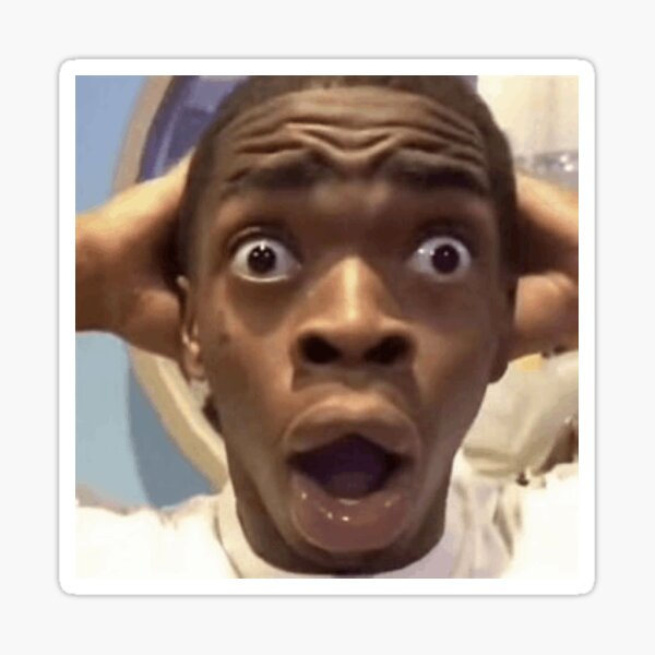 "black guy shocked meme" Sticker for Sale by millouaxx | Redbubble