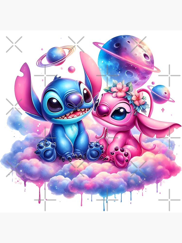 "Stitch and Angel Clouds" Art Print for Sale by frosticakes | Redbubble