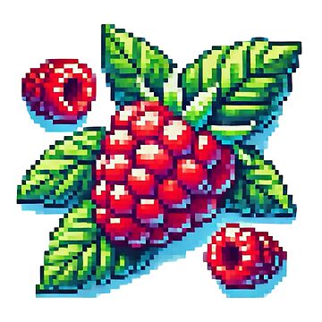 "Pixelated Raspberry, fresh fruit, berry, raspberries, red berries, red ...