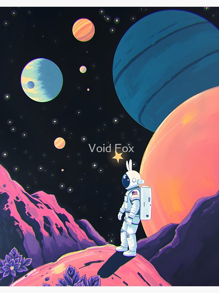 "Stellar Astronaut Space Bun Illustration" Sticker for Sale by Void Fox ...