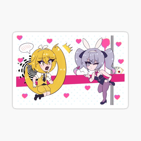 "Mesmerizer Neru x Rabbit Hole Miku" Sticker by ToriTeru | Redbubble