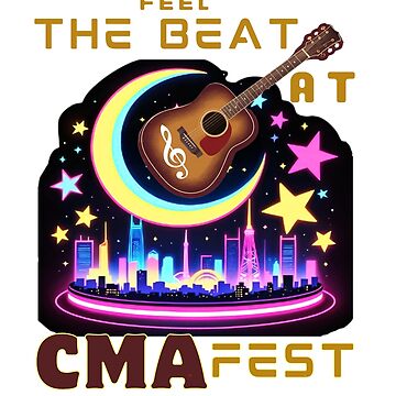 "Feel the Beat CMA Fest T-Shirt Design with Guitar, Moon, and Vibrant ...