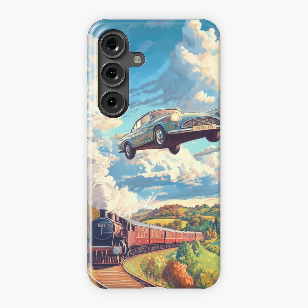 "The Crazy Blue Flying Car and the Train" Poster by ArvorStudios ...