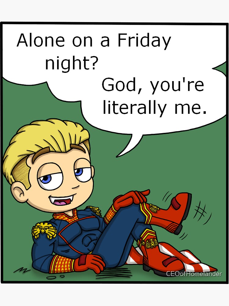 "Homelander Alone On A Friday Night" Sticker for Sale by ...