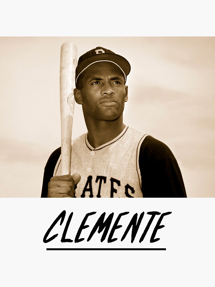 "Roberto Clemente with a bat" Sticker for Sale by jedeyerosenberg ...