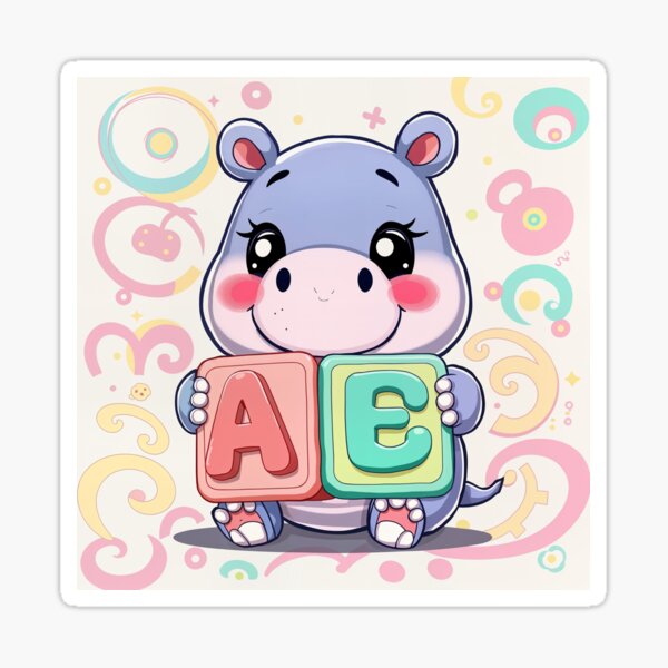"a hippopotamus Funny cartoon , the letters O, L, W, and the word Top ...