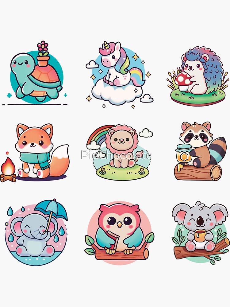 "Adorable Animal Sticker Set – Whimsical, Cute, and Perfect for All ...
