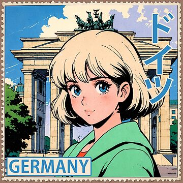 "German Anime Girl 80s Retro Aesthetic Germany Vintage Postage Stamp ...