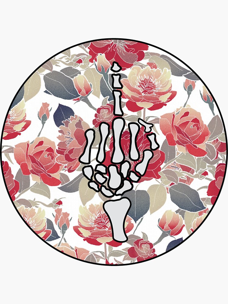 "Floral Red Middle Finger" Sticker for Sale by happygocasey | Redbubble