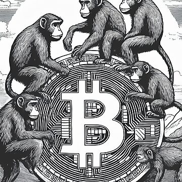 "Monkeys Climbing on a Bitcoin Coin" Sticker for Sale by biggieDEALshop ...