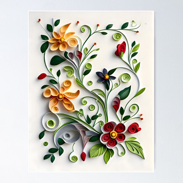 "Floral Paper Quilling" Poster for Sale by ZanooziEmpire | Redbubble
