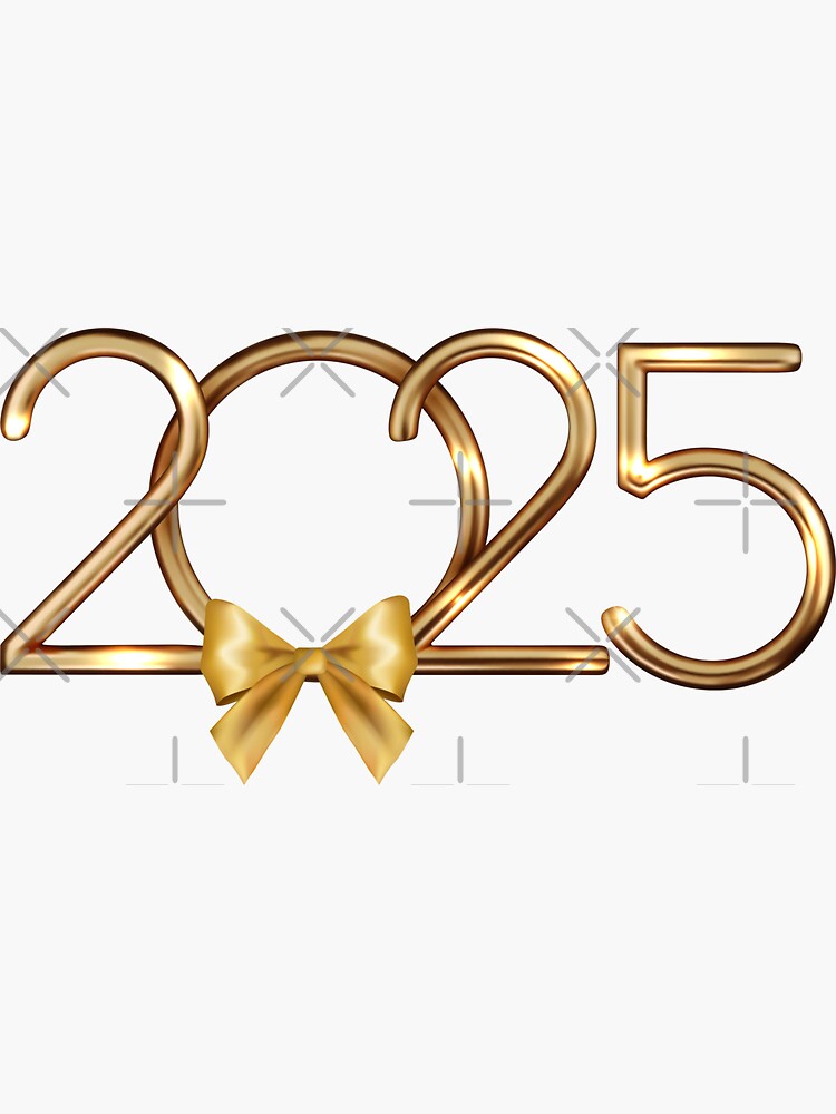 "Elegant "2025" Design in Gold with Ribbon – Refined and Festive Look ...
