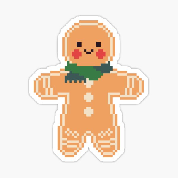 "Cozy Gingerbread Man Pixel Art" Sticker for Sale by kyubi-pixels ...