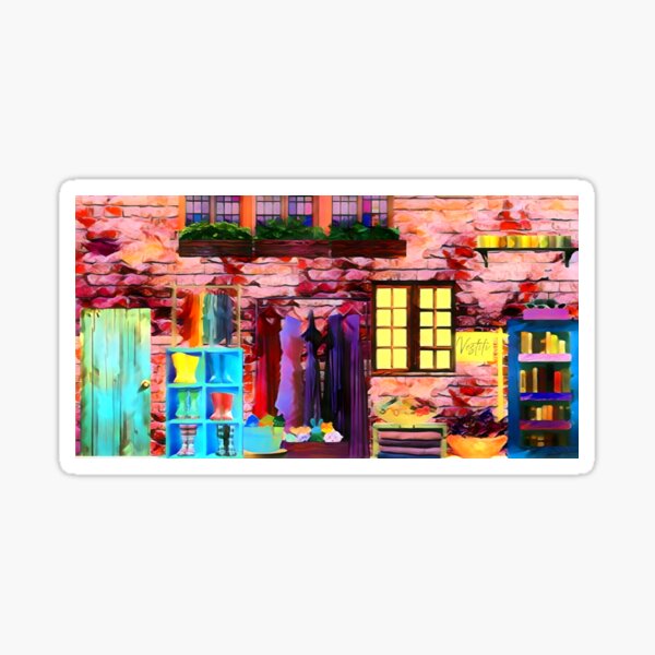 "Tuscan Storefront Watercolor" Sticker for Sale by jeneliz42 | Redbubble