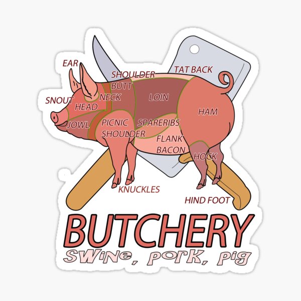 "Swine Pig pork butchery" Sticker for Sale by hookink | Redbubble